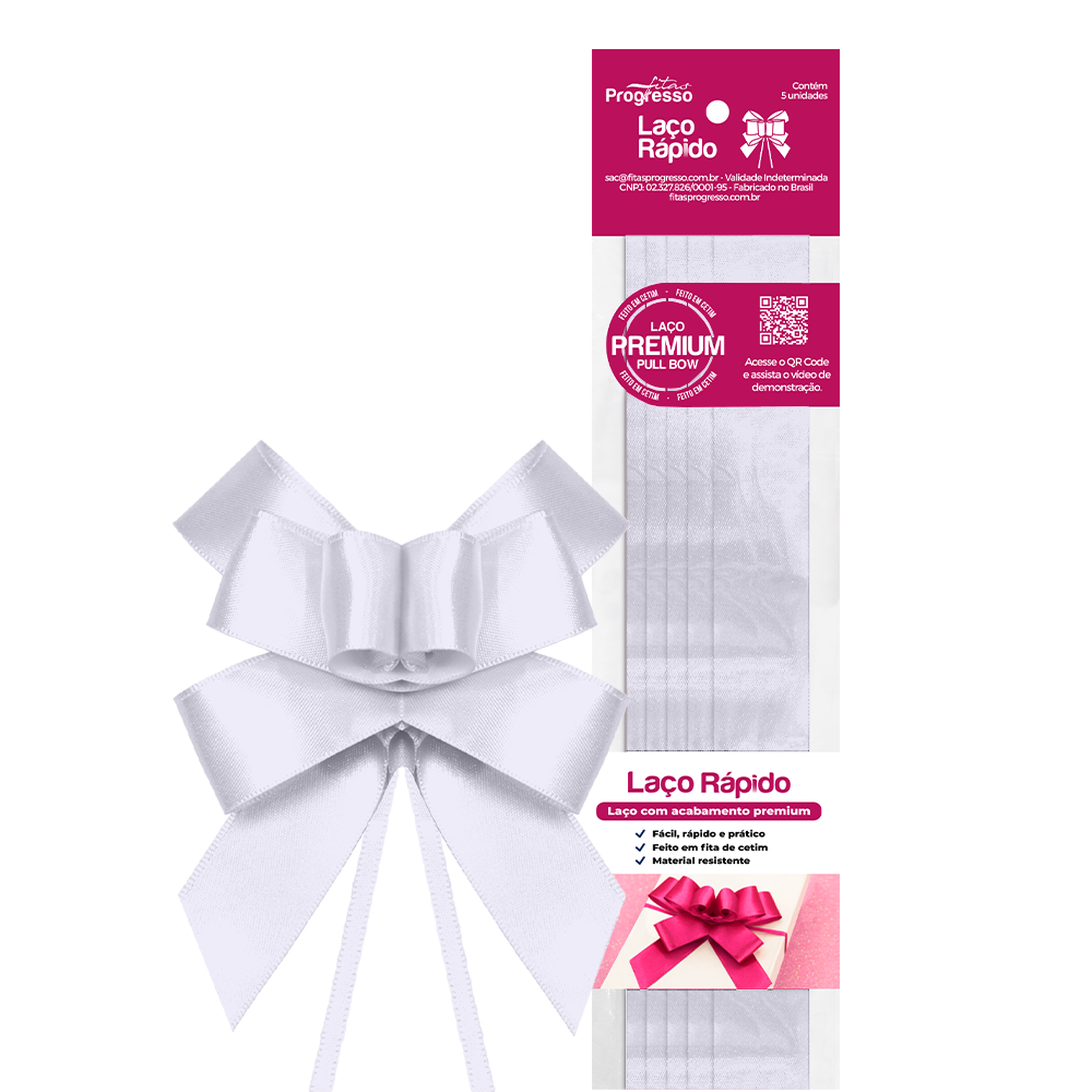 LAÇO LRC005 201 BRANCO CAIXA 20 UNIDADES- Produto - Fitas Progresso